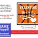 PRINTABLE Basketball Valentine Card Tag Instant Download Sports Team ...