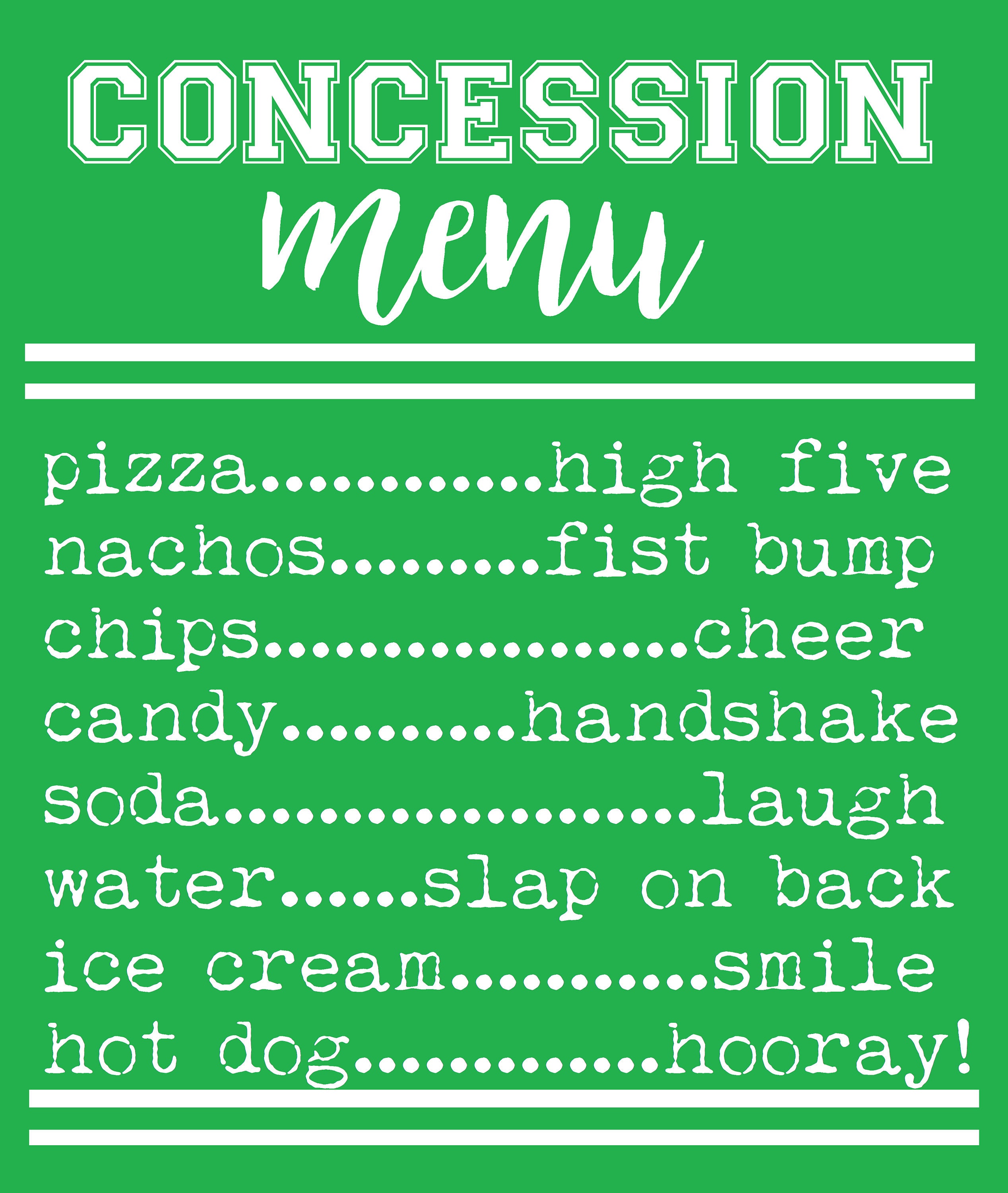 DIGITAL Green Concessions Banner and Menu Sign Poster Sports - Etsy