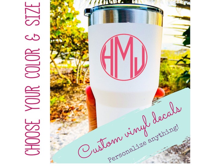 Monogram Decal Block Letter Monogram Vinyl Decal - Monogram Initial ...