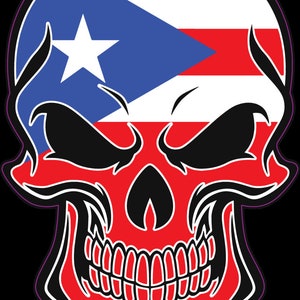 Puerto Rico Flag Skull Decal - Puerto Rican Flag Bumper Sticker - - Etsy
