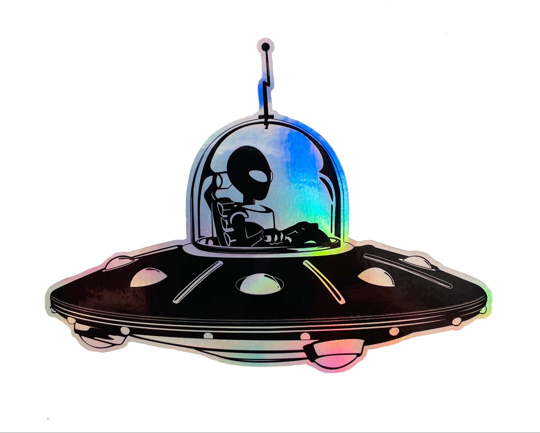 Holographic Alien Ufo Vinyl Decal, Funny Alien Decal, Alien Ufo Bumper ...