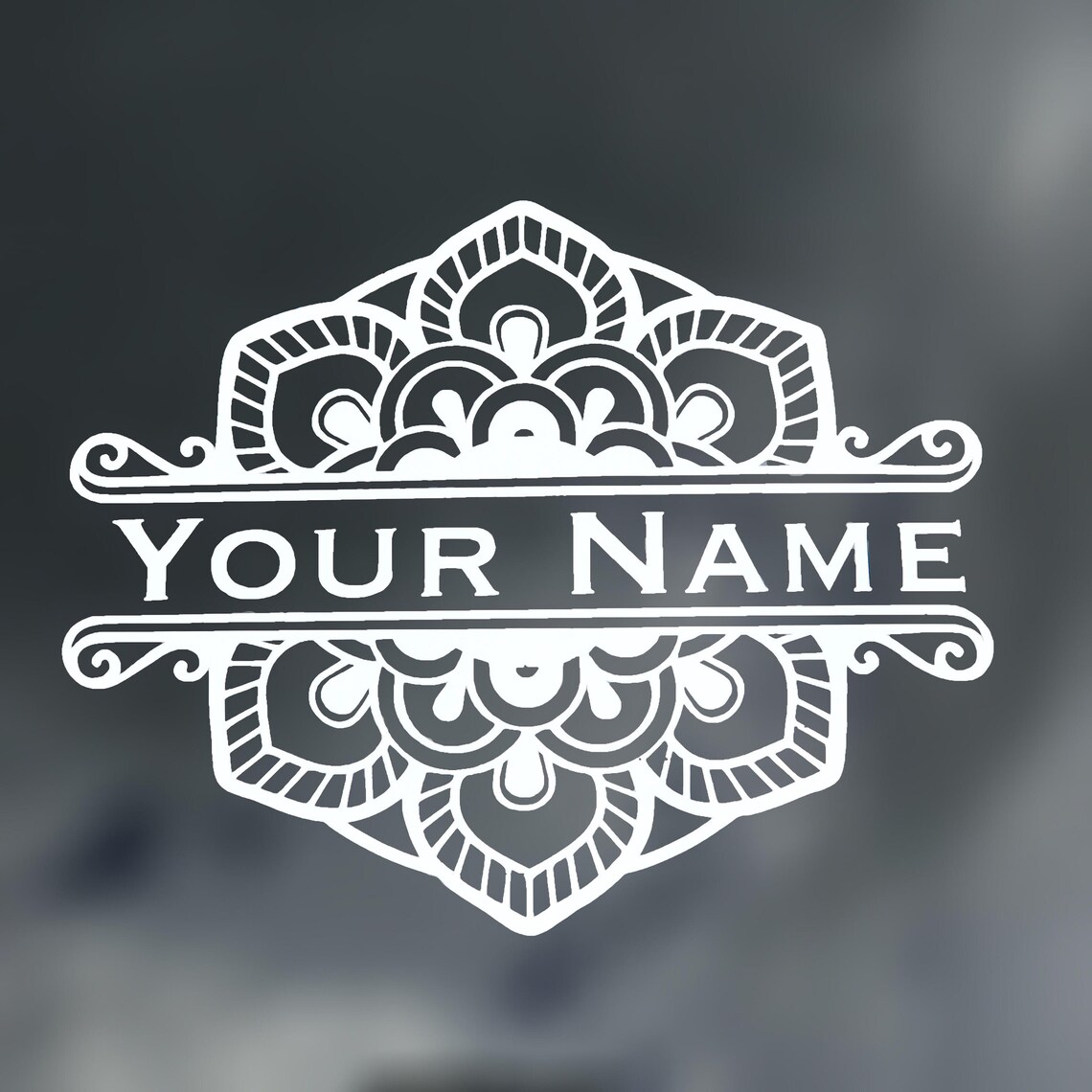 Custom Mandela Flower Name Monogram Vinyl Decal Initial | Etsy