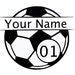Custom Soccer Vinyl Decal, Soccer Sticker, Size Players Number and Name ...