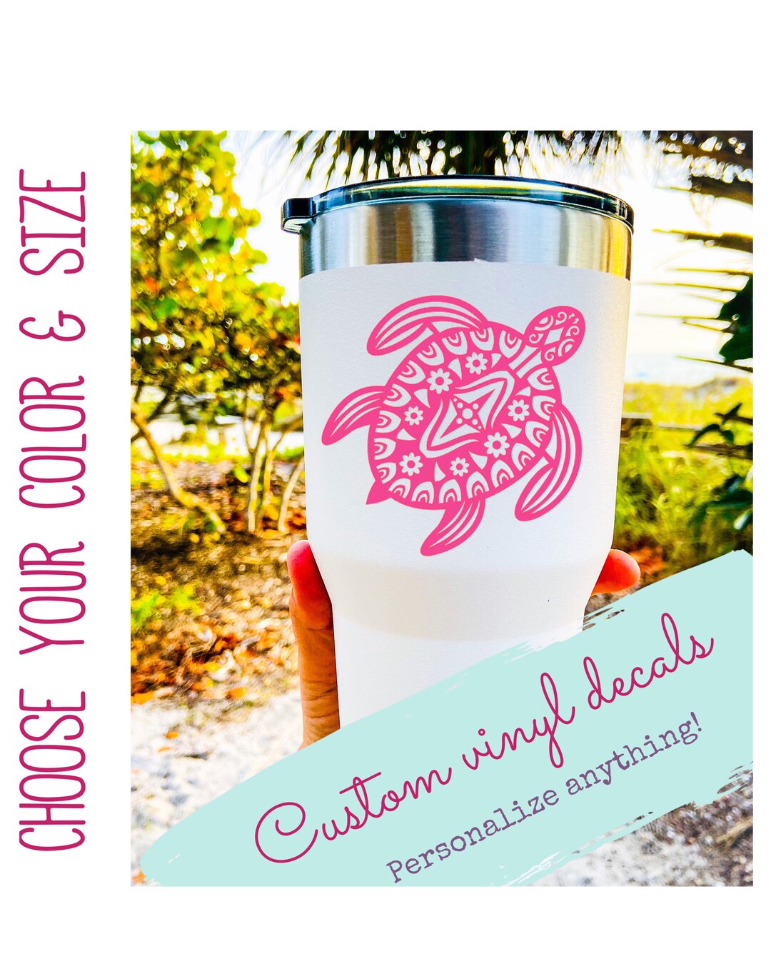 Custom Sea Turtle Decal, Tribal Sea Turtle Sticker, Ocean Life Sticker ...