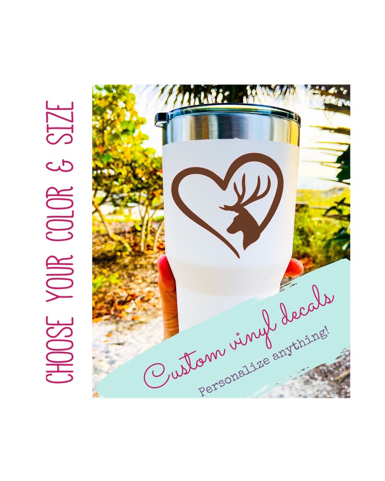 Deer Vinyl Decal Whitetail Deer Sticker Heart Wall Decal | Etsy