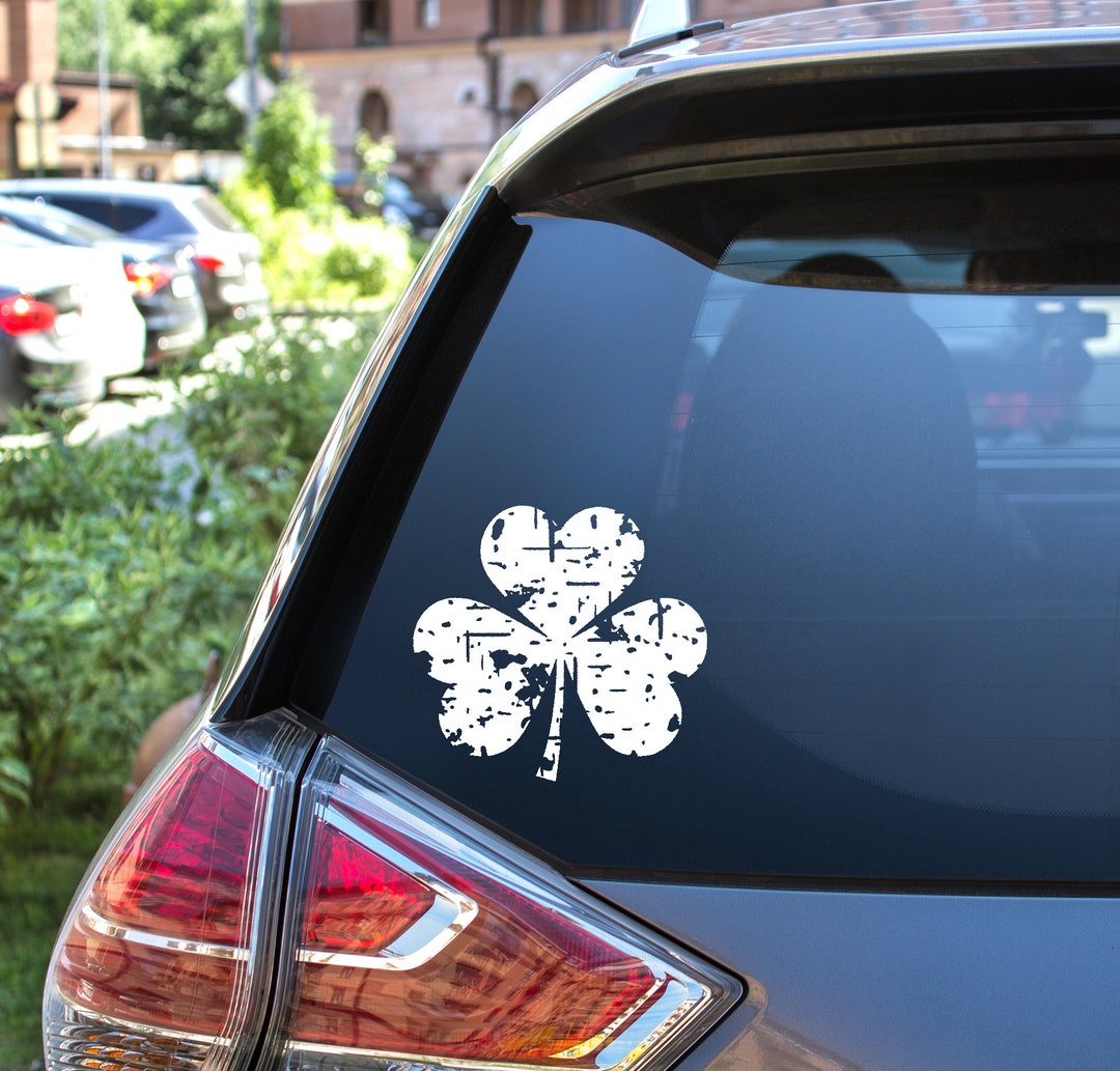 Shamrock Decal, Distressed Shamrock Sticker, Irish Bumper Sticker ...