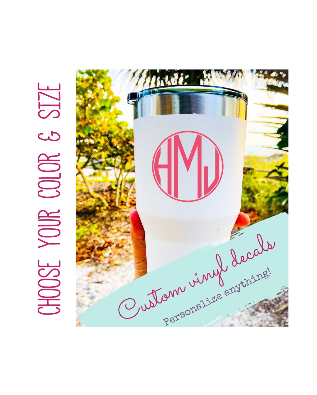 Monogram Decal Block Letter Monogram Vinyl Decal - Monogram Initial ...