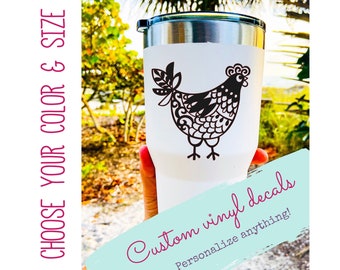 Flower Chicken Vinyl Decal Mother Hen Sticker Cups Yeti | Etsy