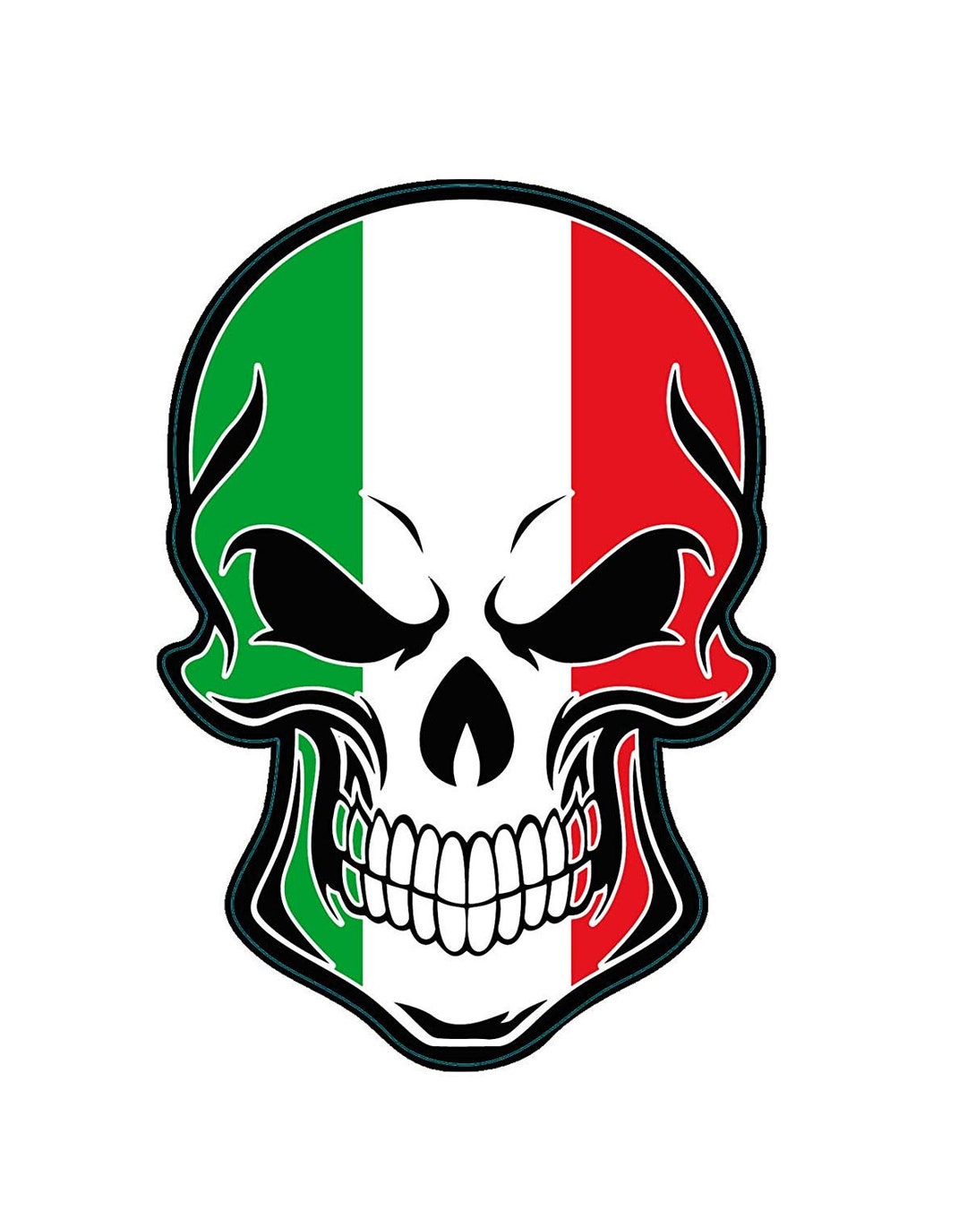 Die Cut Italy Flag Skull Decal - Italian Flag Bumper Sticker - Perfect ...