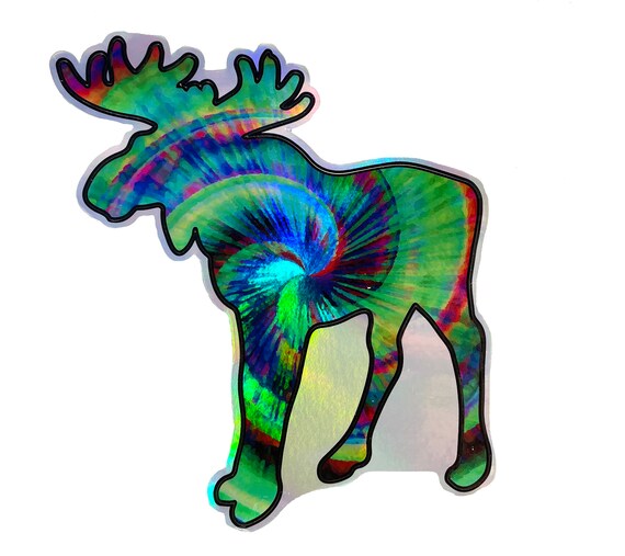 Holographic Tye Dye Moose Vinyl Decal Moose Decal Moose | Etsy