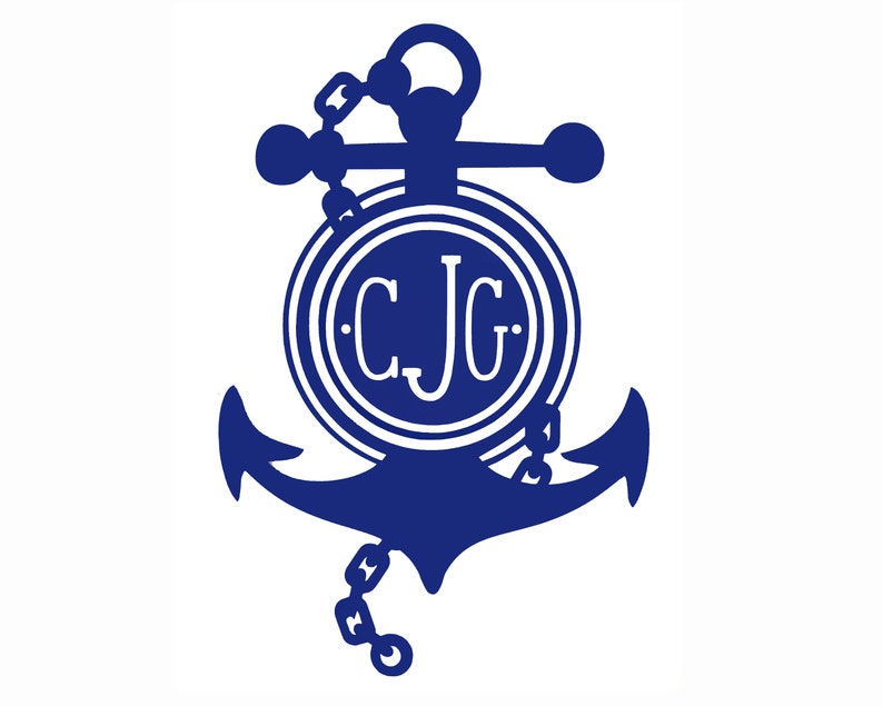 Monogram Anchor Decal, Nautical Anchor Decal - Monogram Initial Sticker ...