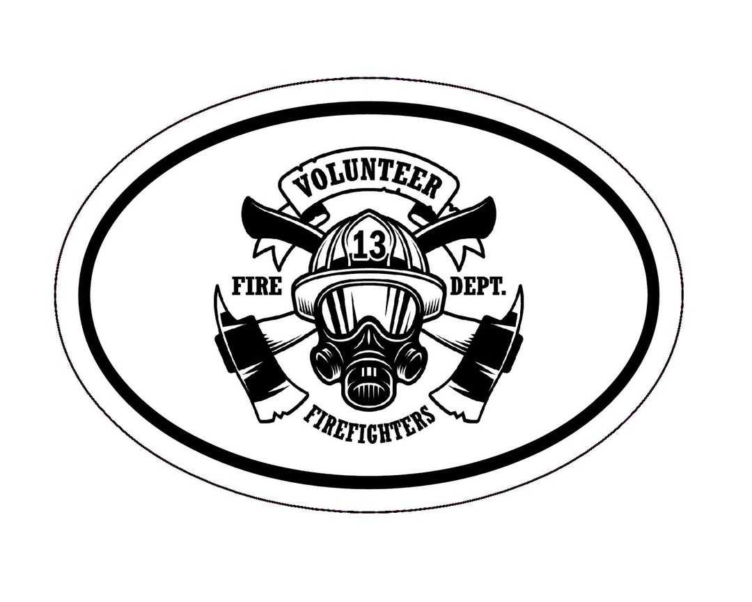 Volunteer Firefighter Decal - Oval Volunteer Firefighter Vinyl Decal ...