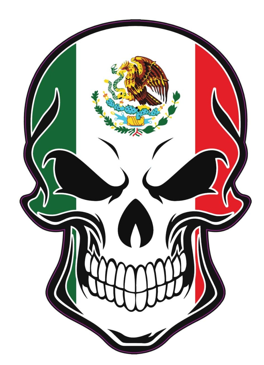 Skull Vinyl Decal, Mexican Flag Decals, Mexico Bumper Sticker, for ...