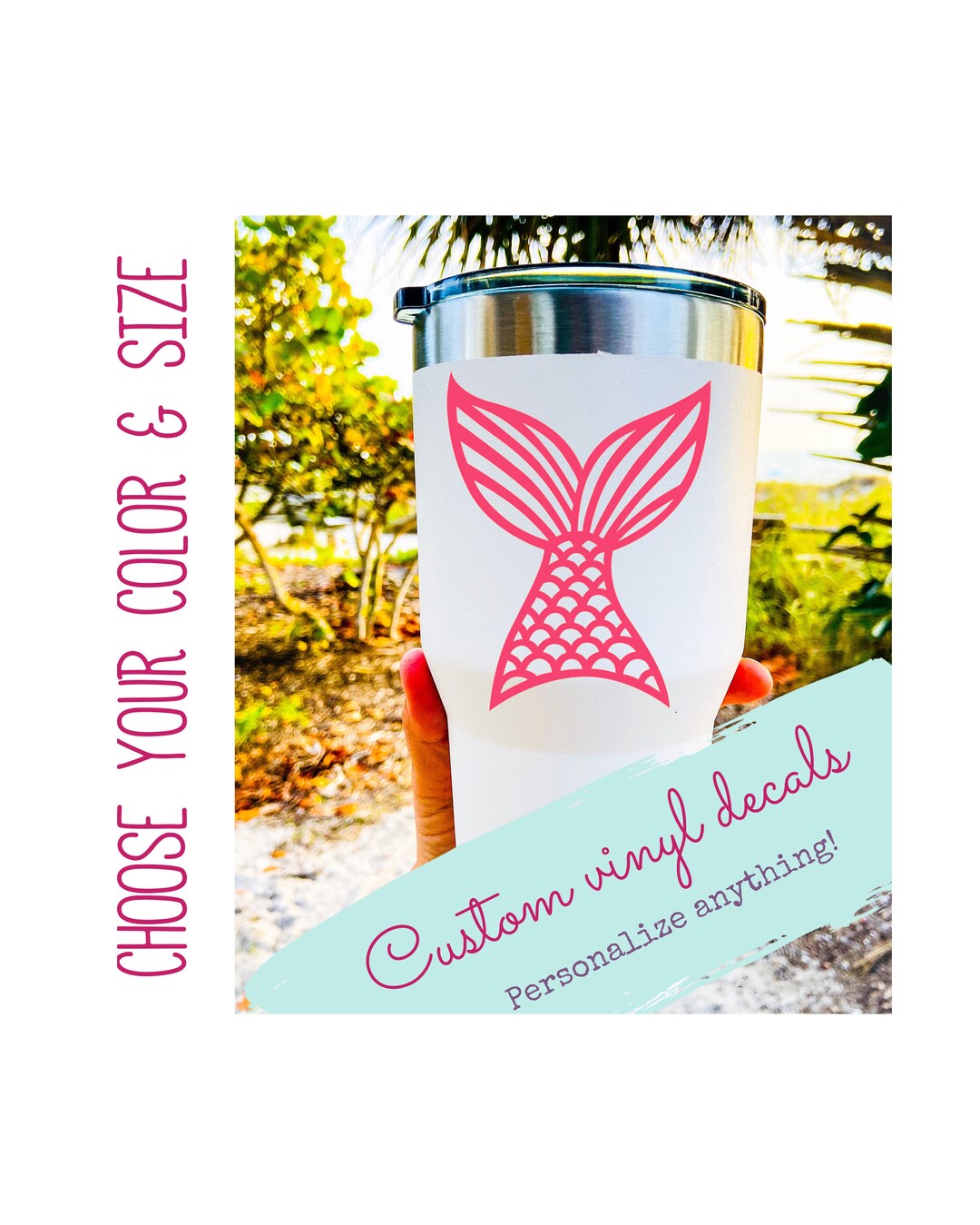 Mermaid Tail Vinyl Decal, Mermaid Wall Decal, Beach Bumper Sticker ...