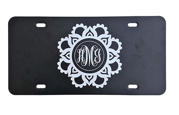 Front License Plate Flower Monogram Vanity Plate Front | Etsy