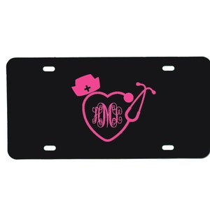 Personalized Nurse Vanity Plate, Monogrammed Front License Plate, Auto ...