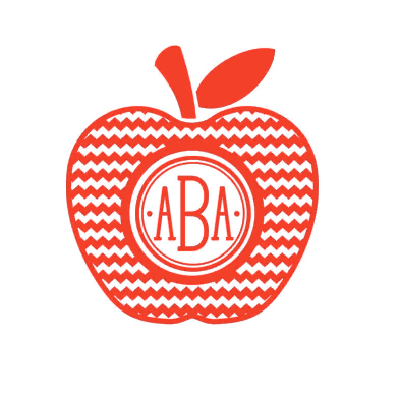 Apple Monogram Decal Apple Initial Sticker Monogram | Etsy