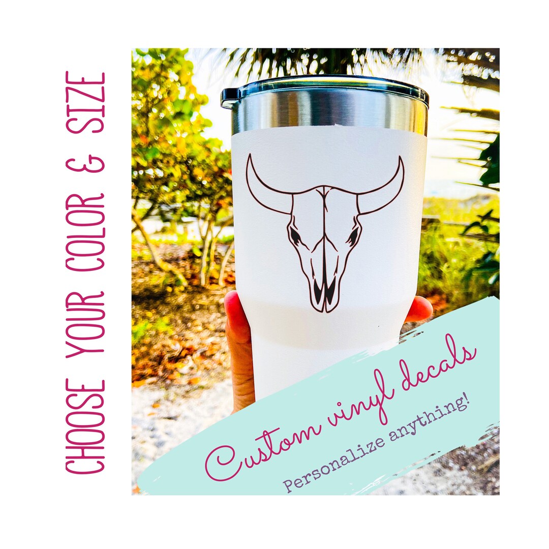 Cow Skull Vinyl Decal, Cowboy Sticker, Cups Yeti Tumblers Cars Truck ...