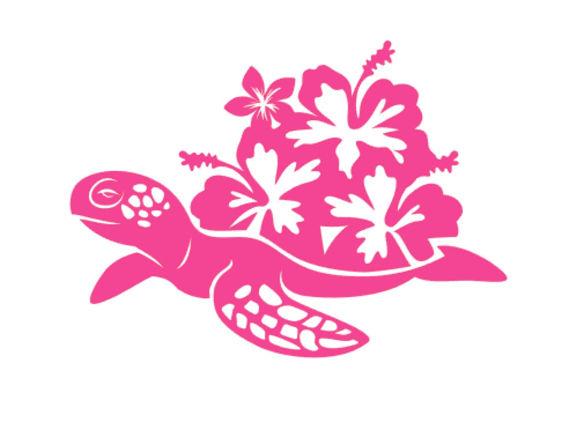 Custom Sea Turtle Decal Sea Turtle Sticker Hibiscus - Etsy
