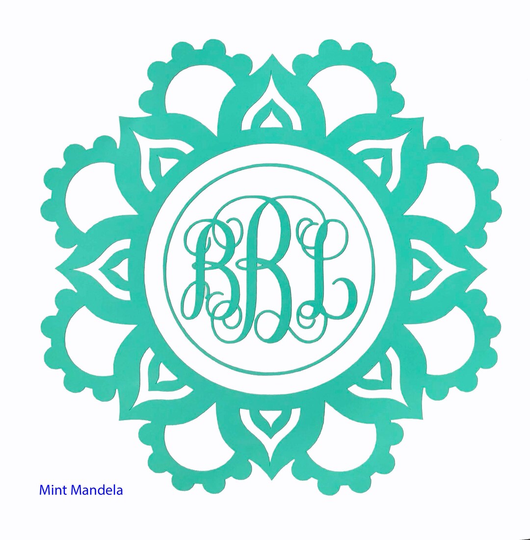 Mandala Flower Decal - Mandala Monogram - Monogram Bumper Sticker ...