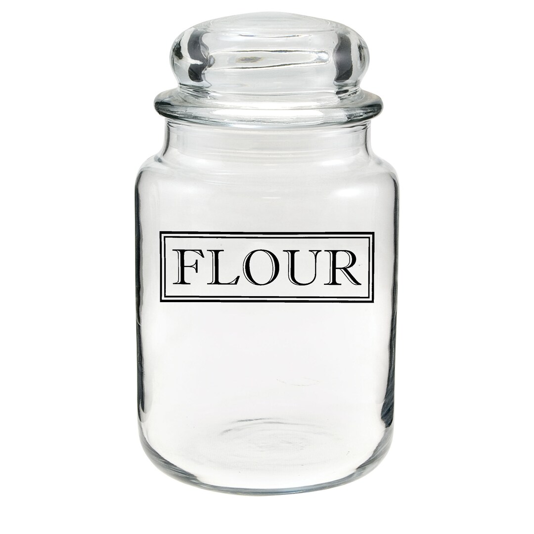Custom Vinyl Flour Jar Decal - Rectangle Border Kitchen Pantry Sticker ...