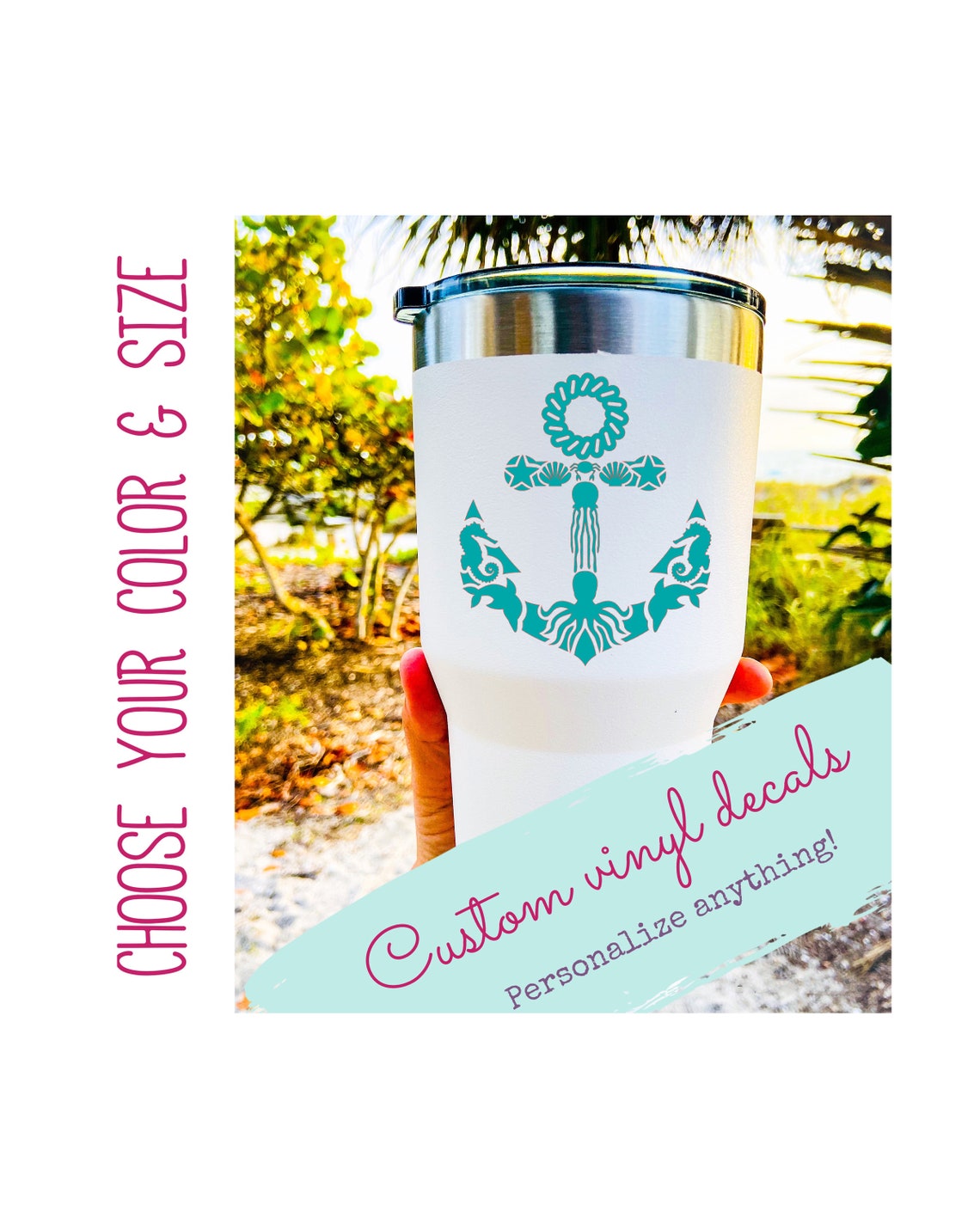 Anchor Sea Life Vinyl Decal Mermaid Wall Decal Beach Bumper | Etsy