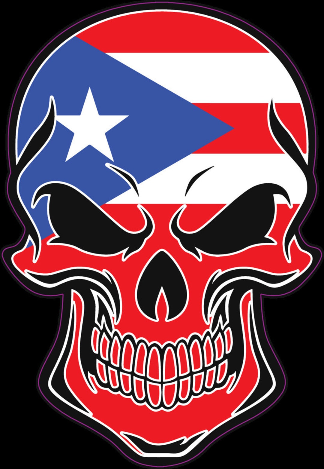 Puerto Rico Flag Skull Decal - Puerto Rican Flag Bumper Sticker - - Etsy