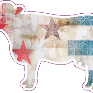 Cow Sticker, Cow Vinyl Decal, Cow Owner Gift, Farm Sticker, Patriotic ...