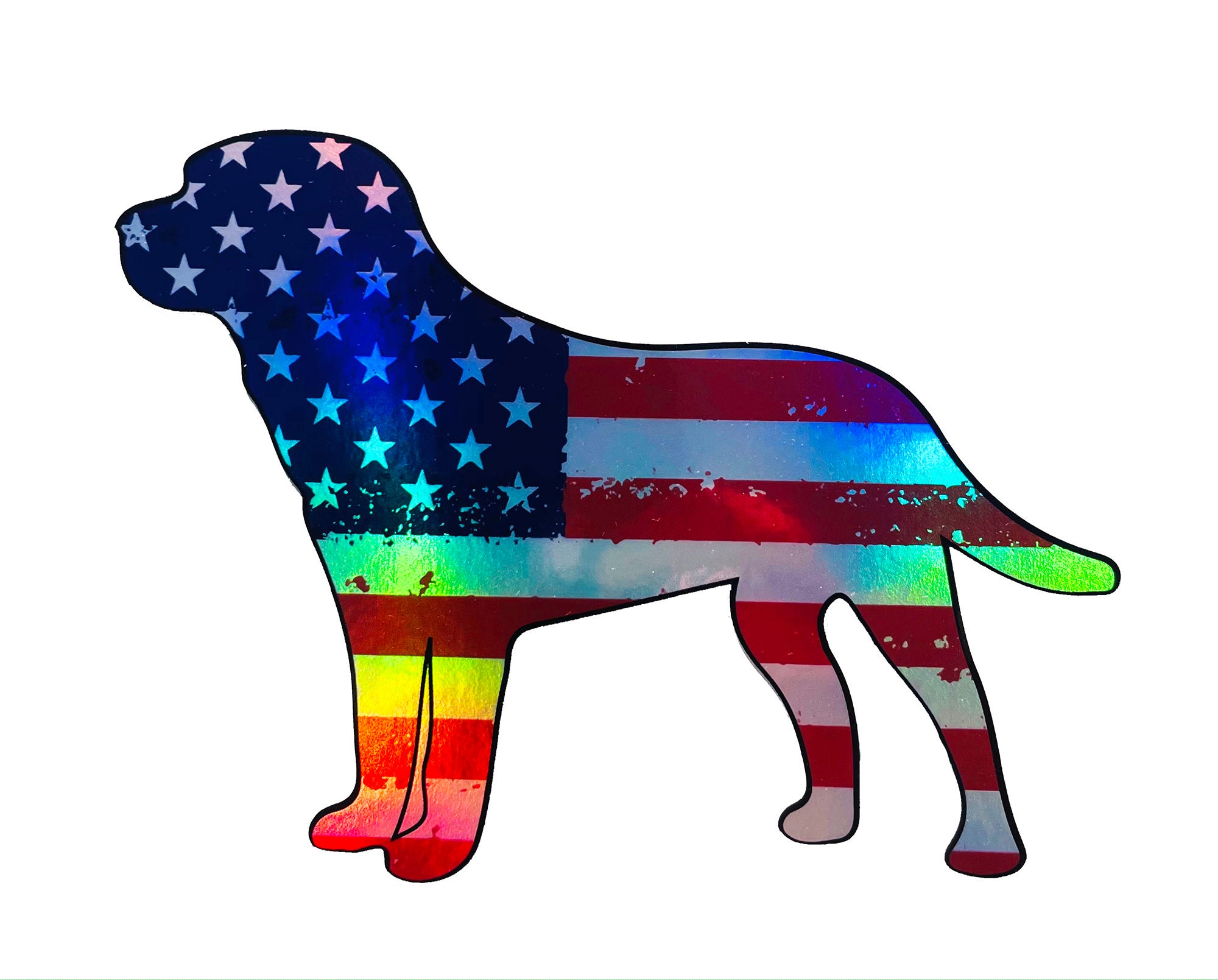 Holographic American Flag Labrador Dog Vinyl Decal, Labrador Vinyl ...