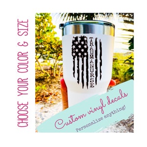 Trauma Nurse Flag Vinyl Decal - Distressed Flag Nursing Sticker - Yeti ...
