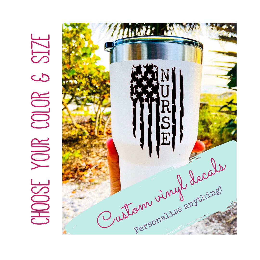 Nurse Flag Vinyl Decal - Distressed Flag Nursing Sticker - Yeti ...