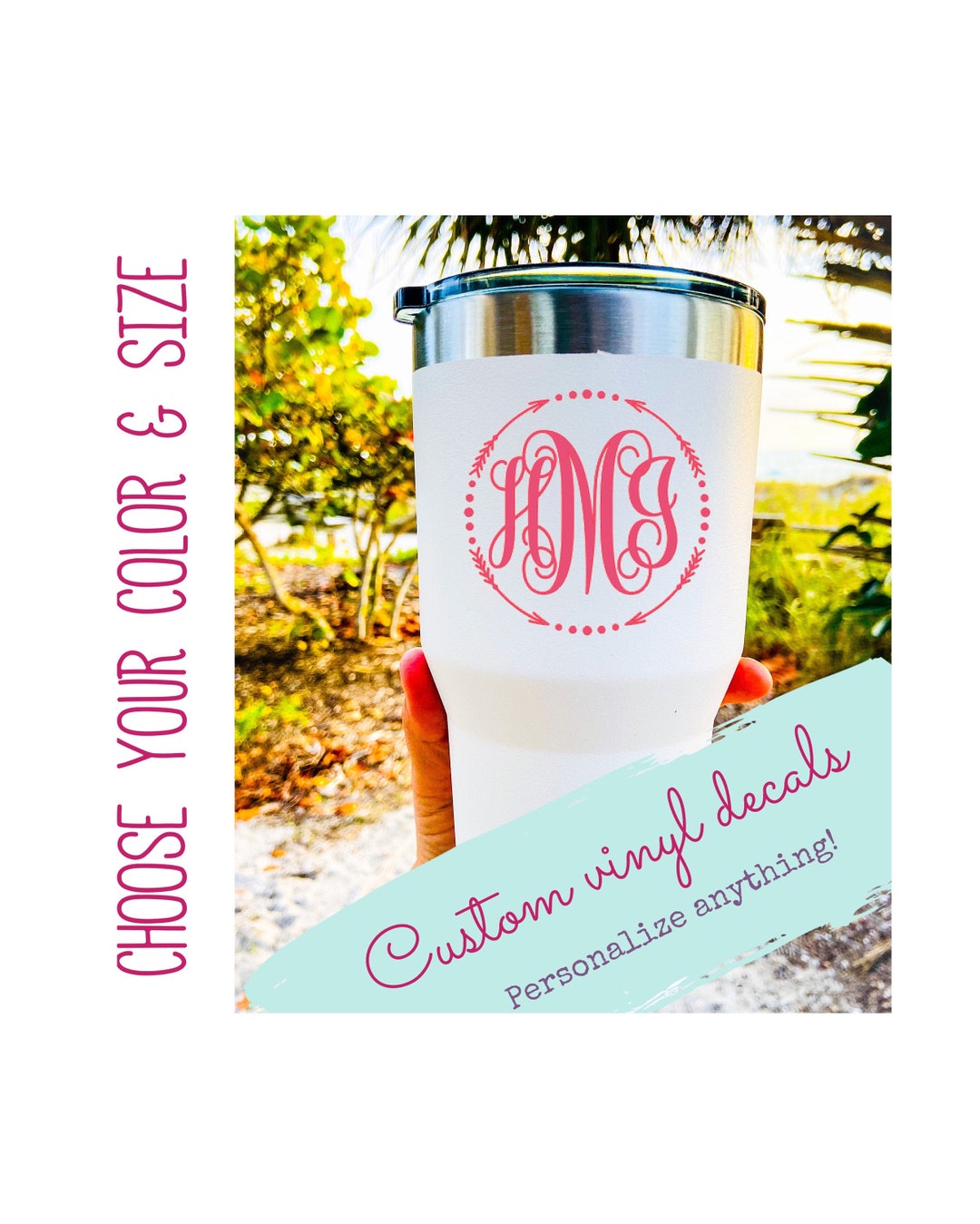 Custom Decal - Initial Monogram Decal - Monogrammed Bumper Sticker ...