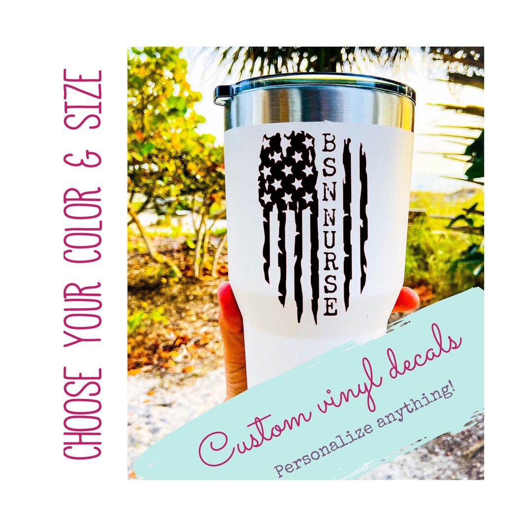 Rn Bsn Nurse Flag Vinyl Decal - Distressed Flag Nursing Sticker - Yeti ...