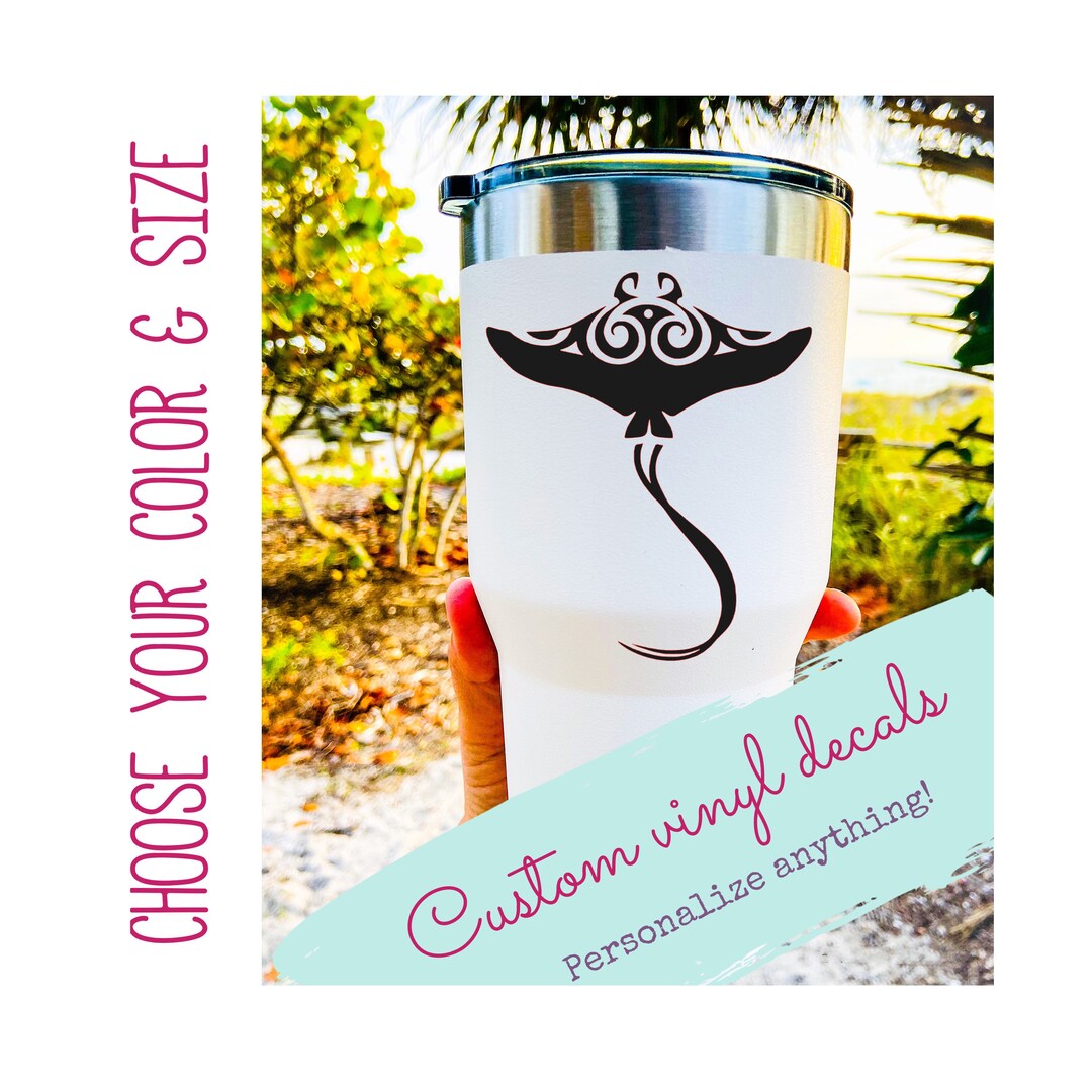 Tribal Manta Ray Vinyl Decal - Beach Bumper Sticker, for Laptops or Car ...