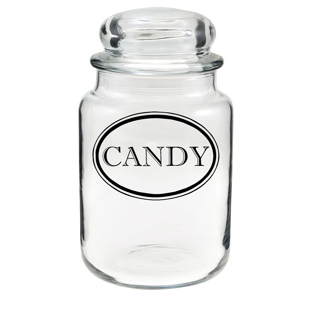 Custom Vinyl Candy Jar Decal - Oval Border Kitchen Pantry Candy Sticker ...