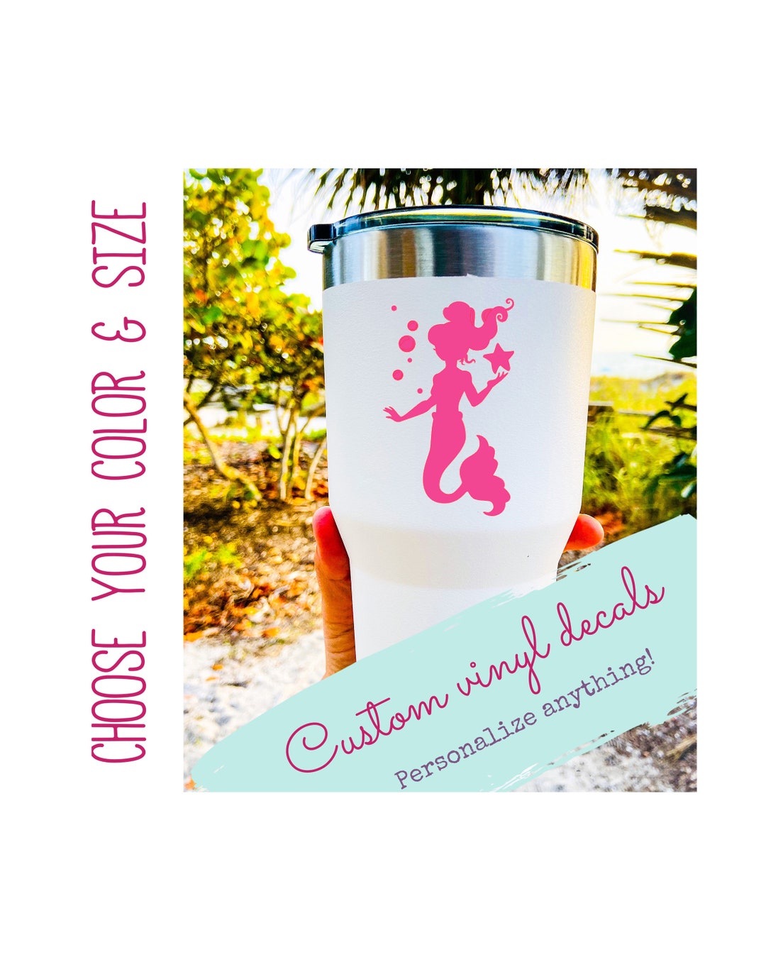 Mermaid Vinyl Decal, Mermaid Wall Decal - Mermaid Sticker- Custom ...