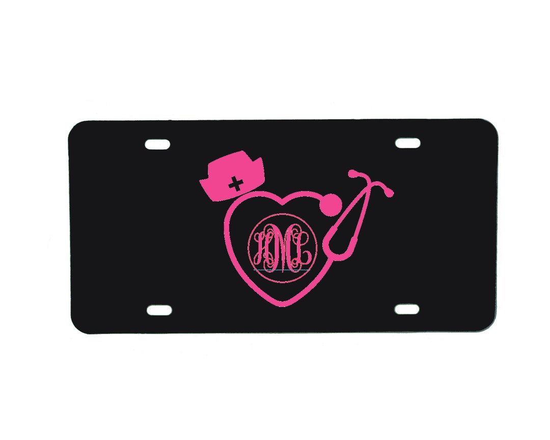 Personalized Nurse Vanity Plate, Monogrammed Front License Plate, Auto ...