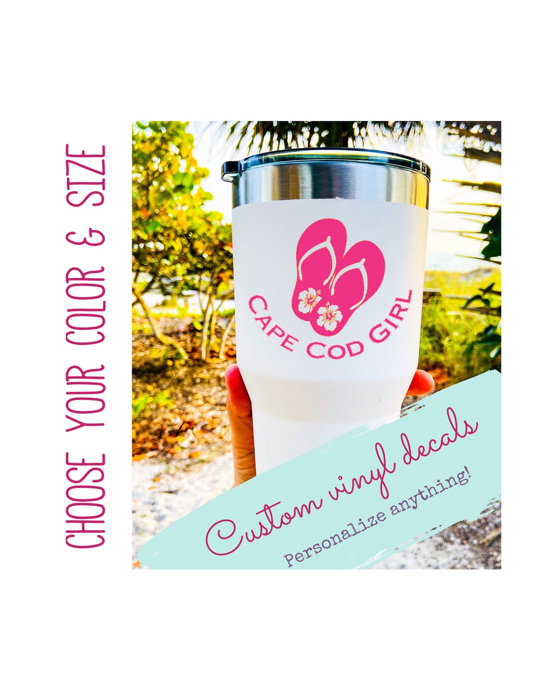 Cape Cod Girl Hibiscus Flip Flop Decal - Beach Bumper Sticker - Beach ...