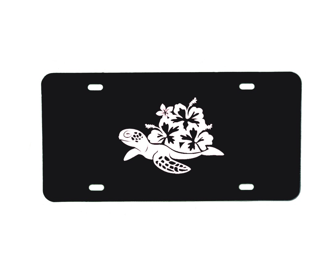 Personalized Sea Turtle Vanity Plate, Front License Plate, Hibiscus Sea ...