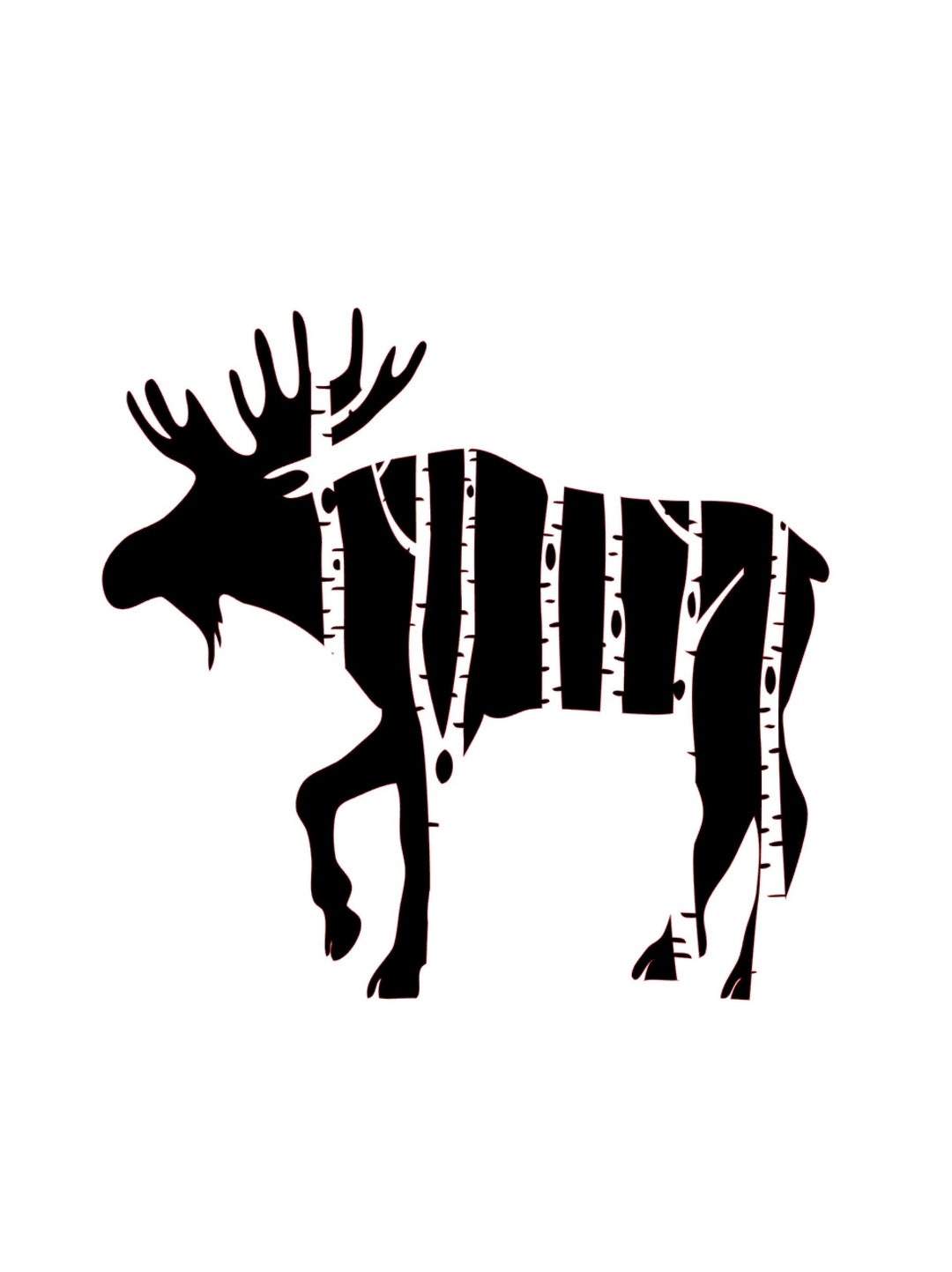 Moose Vinyl Decal - Moose Sticker, Tree Decal, Bull Moose Window Decal ...