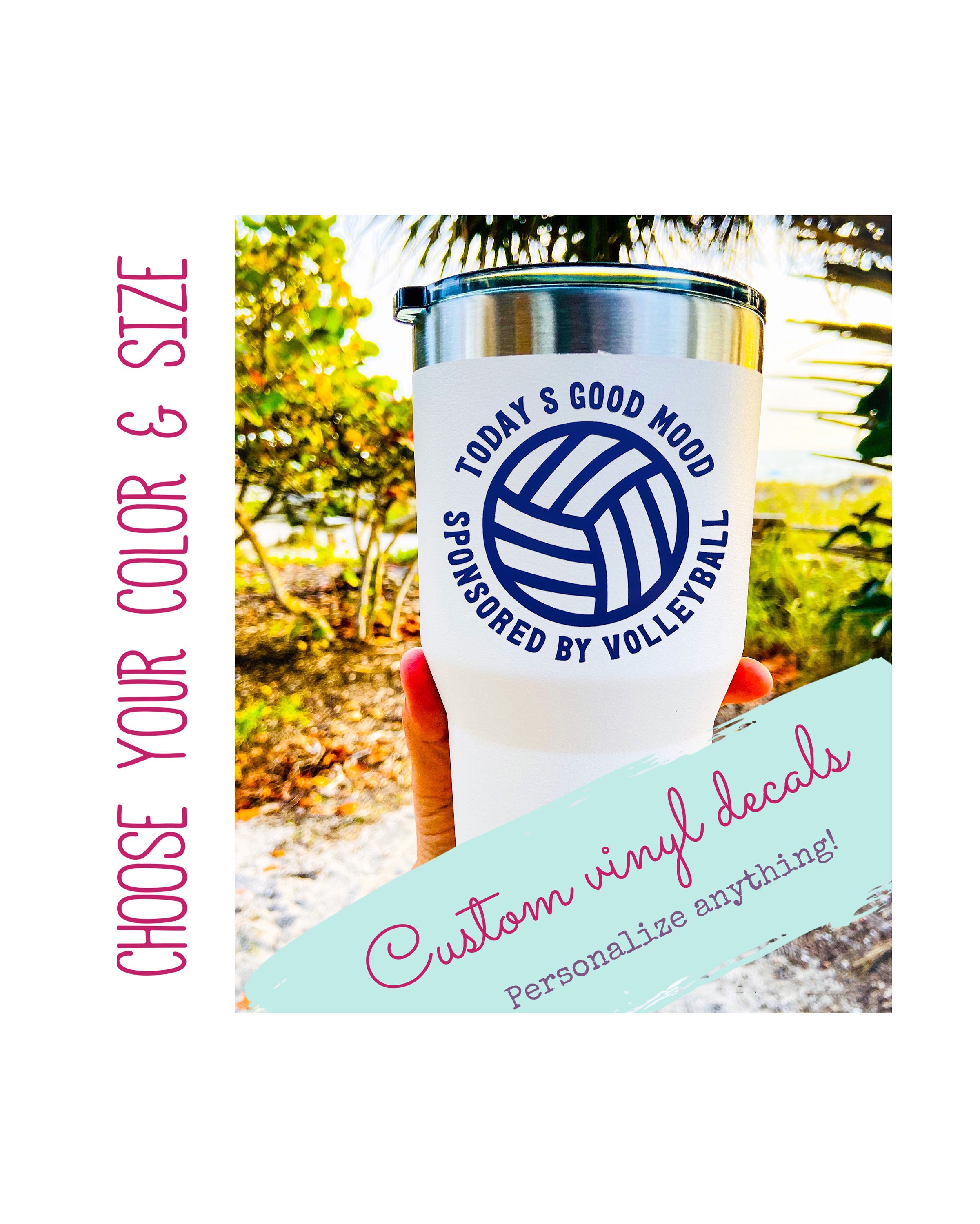 Volleyball Player Vinyl Decal, Girls Volleyball Coach Sticker, Yeti ...