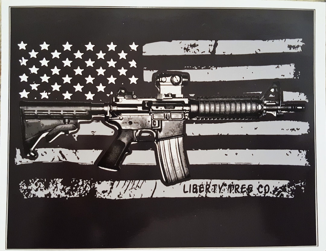 American Flag Ar-15 Gun Vinyl Car Decal - 2nd Amendment Bumper Sticker ...