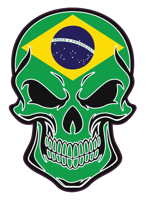 Brazil Flag Skull Vinyl Decal Brazilian Bumper Sticker for - Etsy