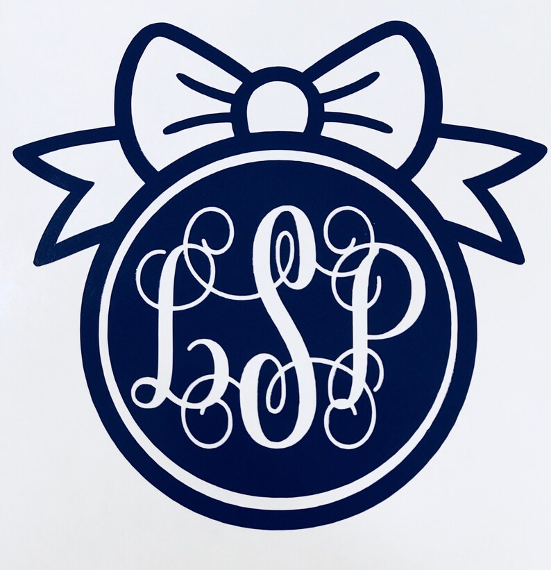Bow Monogram Vinyl Decal - Cute Bow Sticker - Initial Monogram Sticker ...