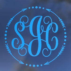 Custom Decal - Initial Monogram Decal - Monogrammed Bumper Sticker ...