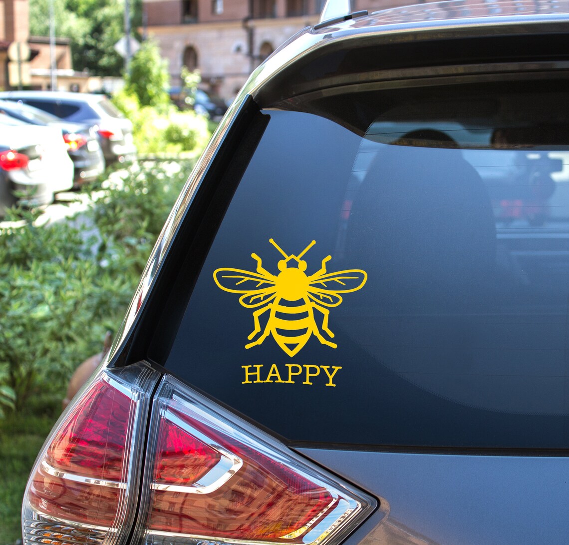 Custom Bee Happy Vinyl Decal Bee Sticker Bee Happy Bumper | Etsy