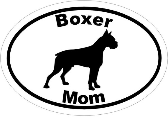 Oval Boxer Mom Decal Boxer Mom Sticker Smiling Boxer Decal | Etsy