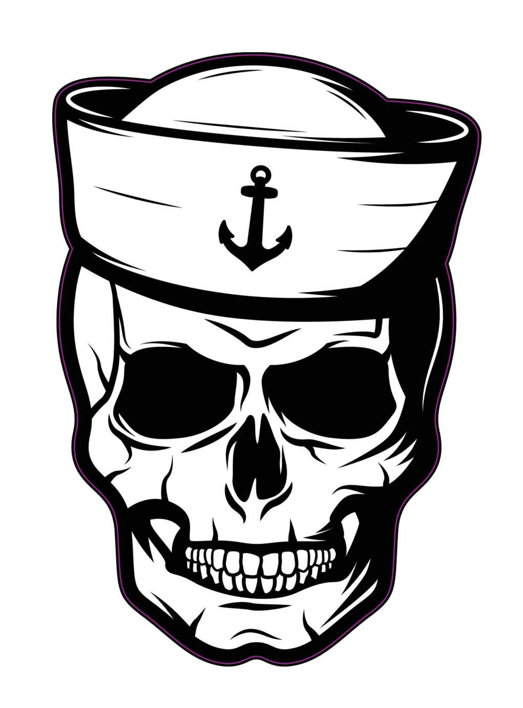 Navy Skull Vinyl Decal Large 7 Inch Naval Decals Navy Sailor - Etsy