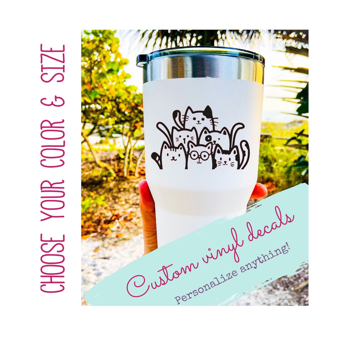 Funny Cats Vinyl Decal - Kitty Cats Sticker, Cat Mom Tumbler Decal, Cup ...
