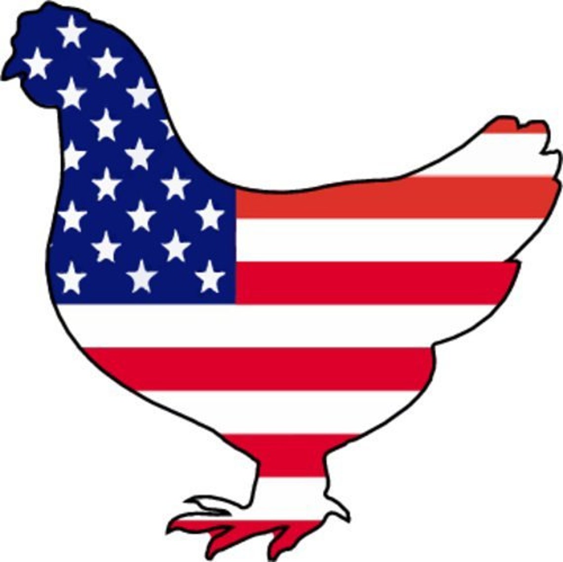 Patriotic Chicken Silhouette American Flag Vinyl Decal Sticker - Great ...